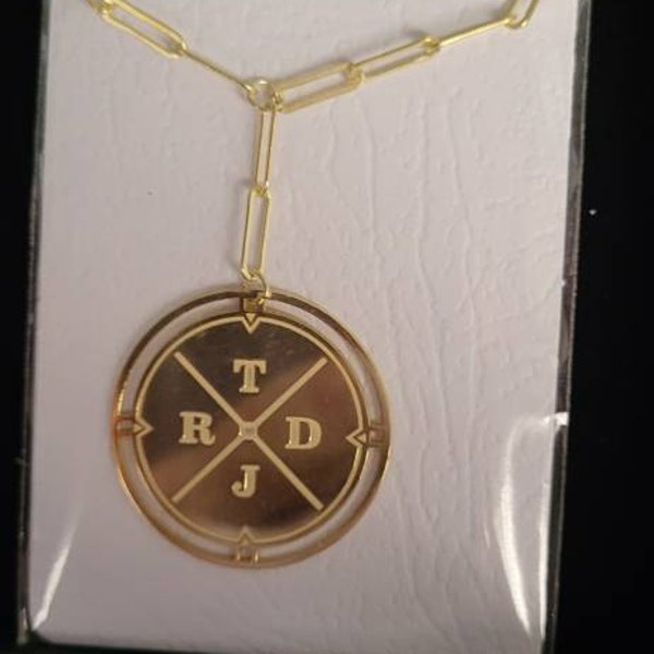 Personalized Compass Necklace: Gold Vermeil Sterling Silver Paperclip ...