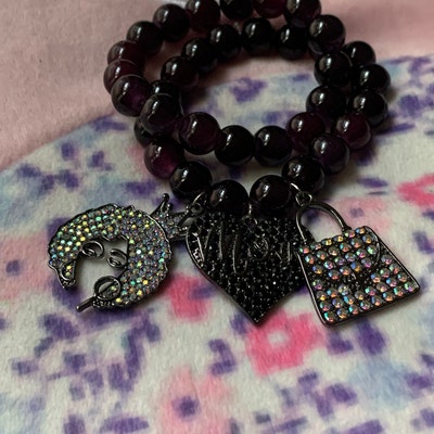 Black Colorful Bling Charms for Bracelets Rhinestone Charms, Charm ...