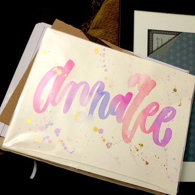 Hand Painted Watercolor Name Art Personalized Wall Art for Her, Girls ...