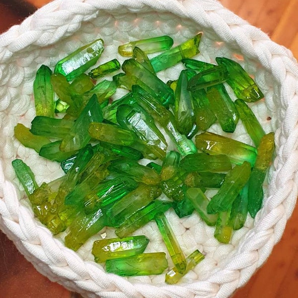 Yellow&green Quartz Points Gradient Quartz Crystal Point Beads Mystic ...