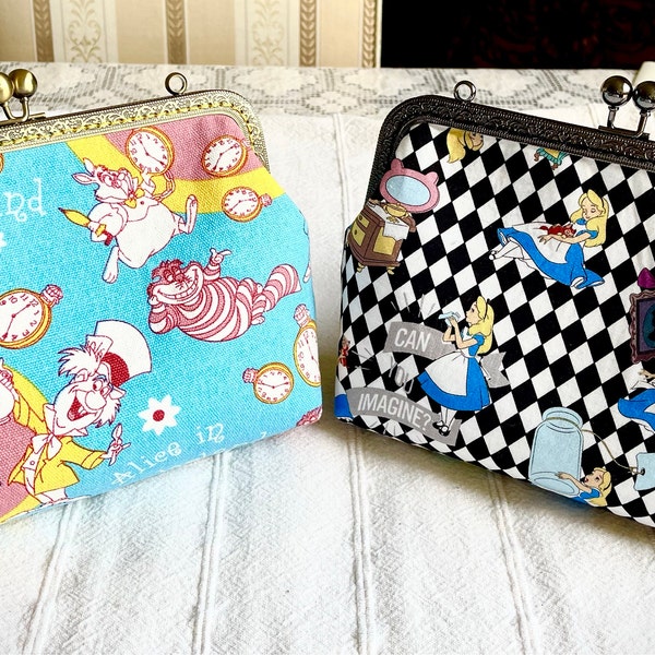 Alice in Wonderland Kiss Lock Backpack Metal Frame Clasp Opening With ...