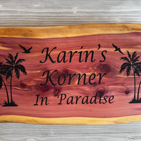 Live Edge Wood Sign - Wooden - Cedar - Carve - Cabin - Outdoor Sign ...