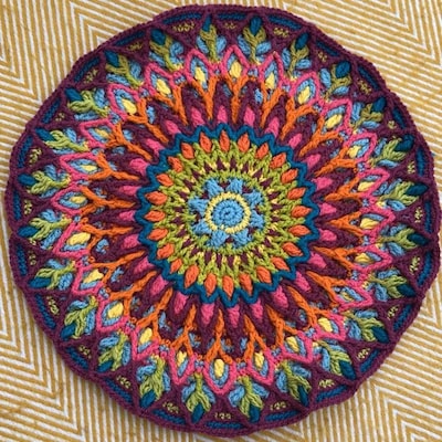 Spanish Mandala Overlay Crochet PATTERN Round Colorful Cushion Instant ...