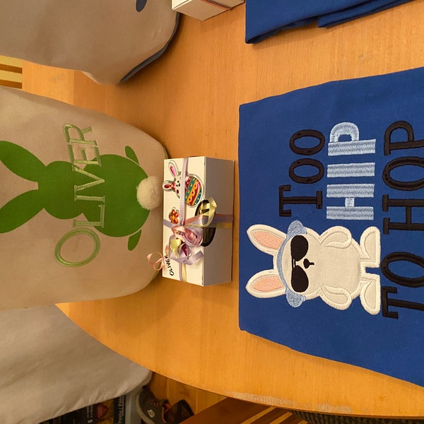 Too Hip to Hop Easter Bunny Applique Machine Embroidery Design 3 Sizes ...