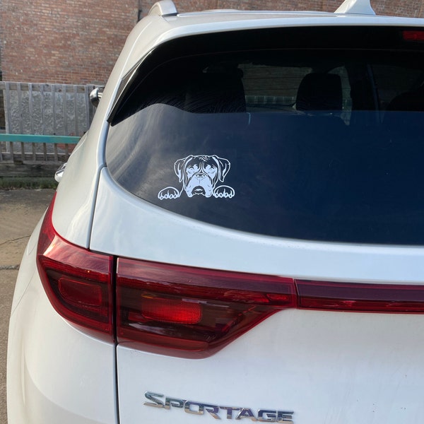Boxer Decal | Boxer Sticker | Peeking Boxer Decal | Peeking Dog Decal ...