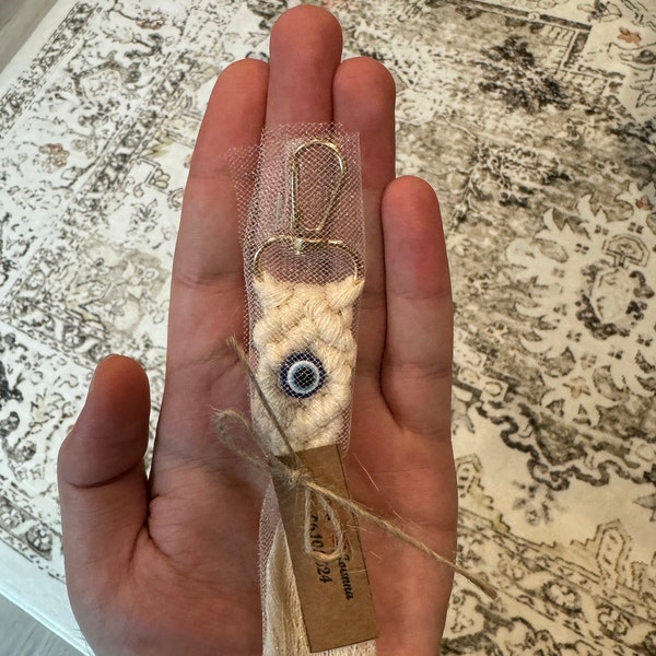 Macrame Key Chain Boho Custom Name Bridal Shower Gift & Guest Favors Name Tag Bridesmaids ...