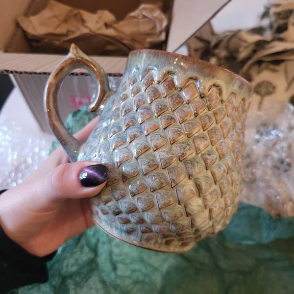 Ceramic Mug, Dragon Scale Mug, Handmade Pottery - Etsy
