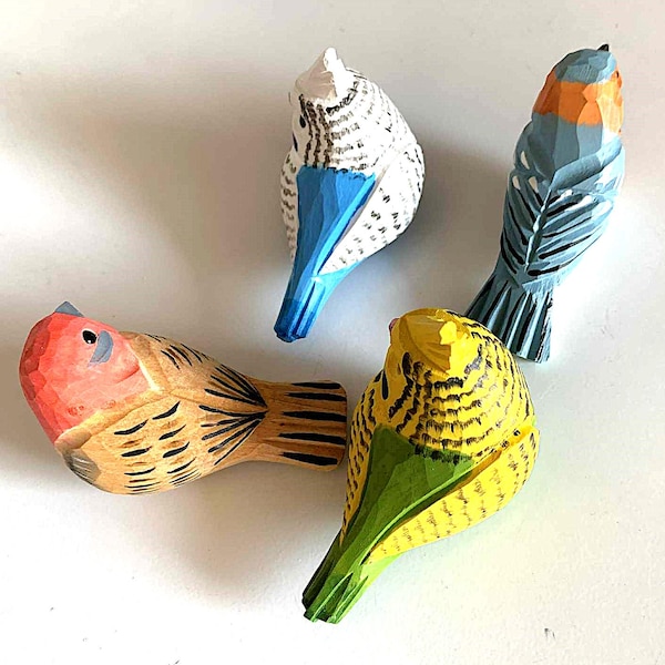 Hand-carved Wooden Bird Sculpture - Valentine's Gift, Gift for Bird ...