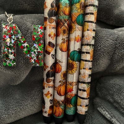 Fall Glitter Pens, Pumpkin Glitter Pen, Refillable Pens, Custom Pens ...