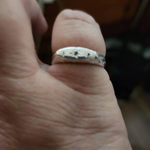 Blue Sapphire Celestial Ring - Silver Signet Ring - Etsy