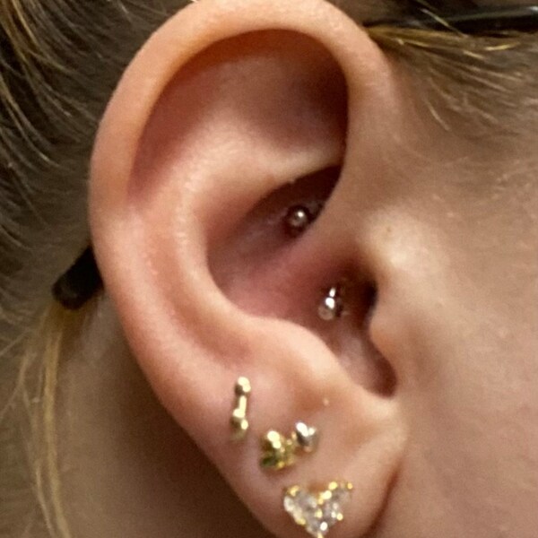 18g Heart Conch Earring • Threadless Tragus Push Pin Piercing • Love ...