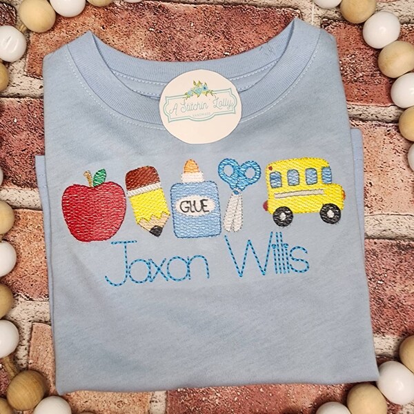 School Set Sketch Stitch Embroidery Design 5x7 6x10 8x8 8x12 - Etsy