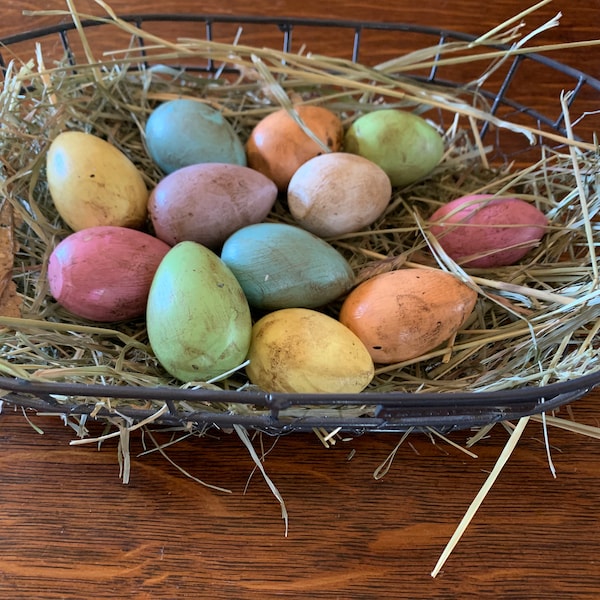 PRIMITIVE WOODEN EGGS | Rustic Easter Decor | Farmhouse Kitchen Decor ...