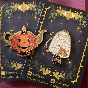 SPOOKY TEA SET Mini Enamel Pins. Hard Enamel Pin. Witchy Pin. Teapot ...
