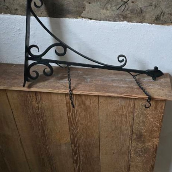 16" BLACK HAND FORGED Wrought Iron Blacksmith Sign Board Hanging ...