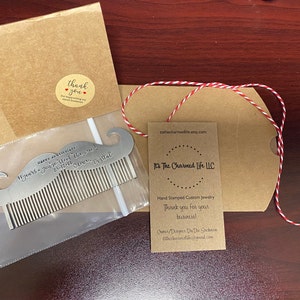Custom Mustache Comb Stainless Steel Anniversary Gift Hand Stamped ...