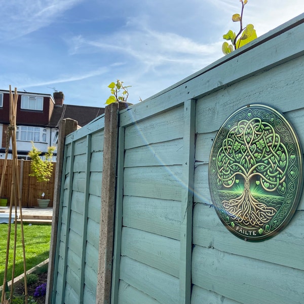 Fáilte Irish Welcome Sign Scottish Gifts Celtic Knot Tree of Life Metal ...
