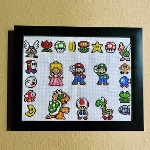 Super Mario Sampler retro Video Game Super Mario Cross Stitch Pattern ...