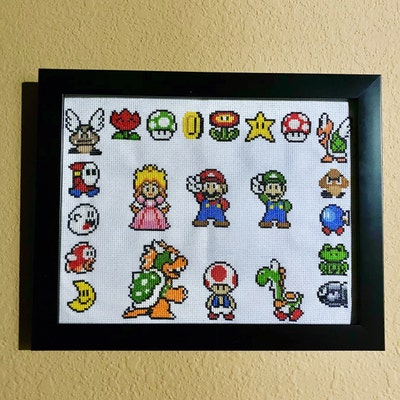 Super Mario Sampler retro Video Game Super Mario Cross Stitch Pattern ...