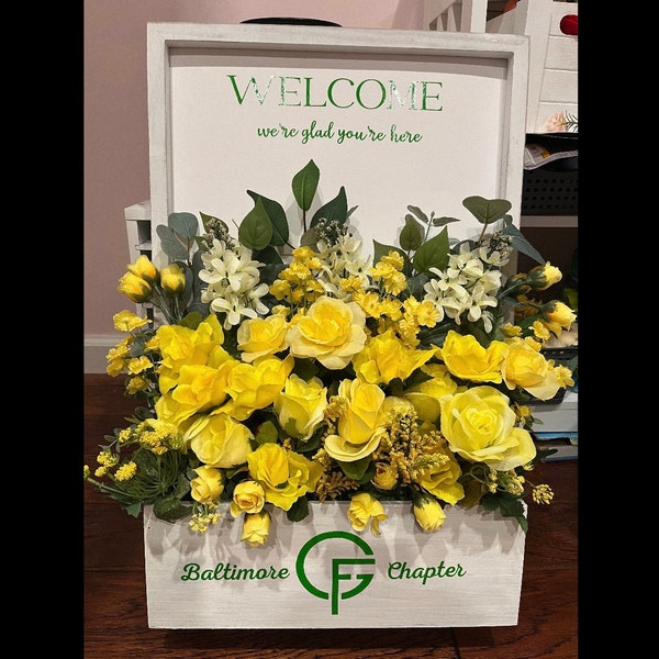 Flower Box Welcome Sign, Welcome Sign With Flower Box, Floral Box ...