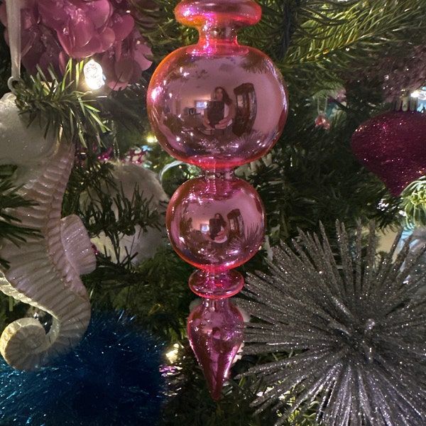 Set of 6 Mercury Glass Finials, Hand Blown Glass Christmas Ornaments - Etsy