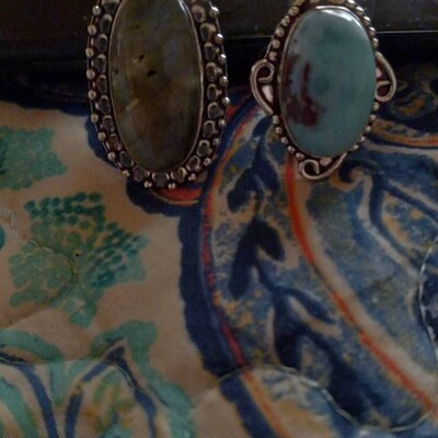 Sample of Natural Gemstone Ring, 925 Sterling Silver Plated Ring ...