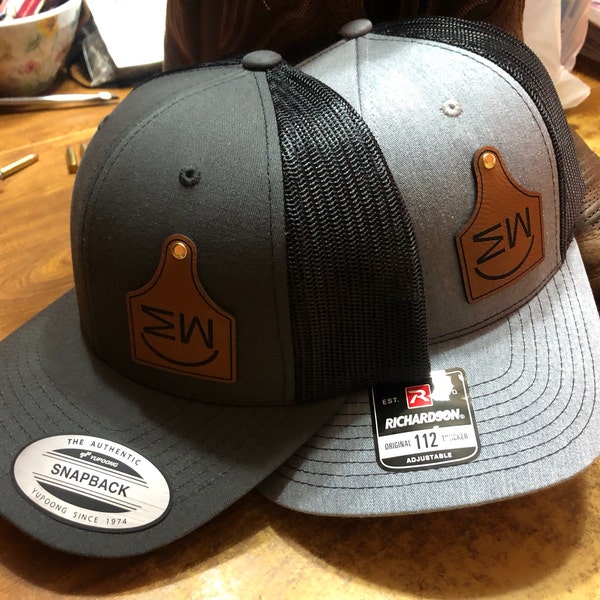 Your Custom Brand Leather Ear Tag Trucker Hat Personalized With Your ...