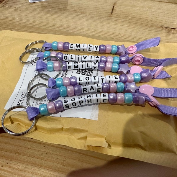 Personalised Purple Keychain, Book Bag Name Tag, Lunch Bag Name Label ...