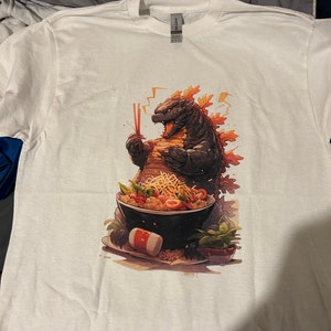Godzilla Munchies : Eating Ramen, Godzilla T-shirt, Ramen Noodle Shirt ...
