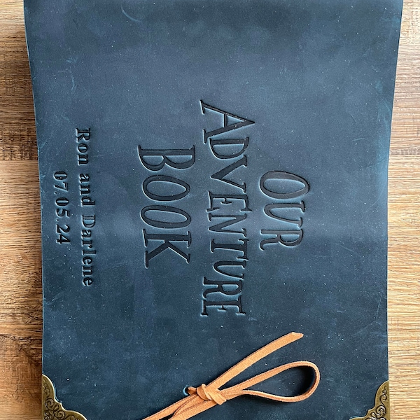Our Adventure Book, Genuine Leather Photo Album Scrapbook, Personalized ...