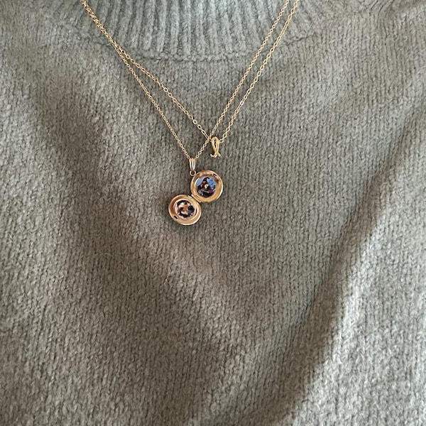 Paws Round Circle Mini Locket, Gold Filled, Silver, Minimalist ...