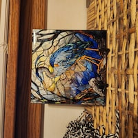Blue Tang Stained Glass Window Cling Window Sticker Decal No Adhesive ...