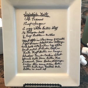 Personalized Recipe Plate // Handwritten Recipe // Comes with | Etsy