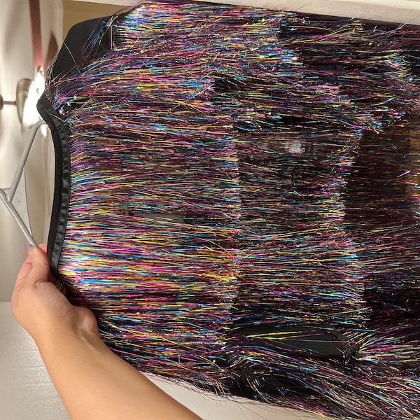 Rainbow Tinsel Fringe Studded Jacket | Metallic Party Jacket | Karma ...