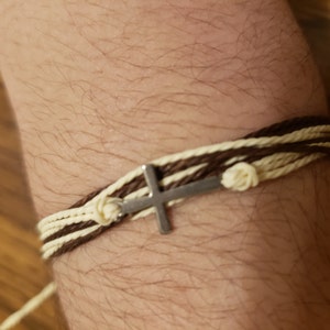 Multi-string Christian Cross Bracelet Waterproof & Adjustable Wax ...