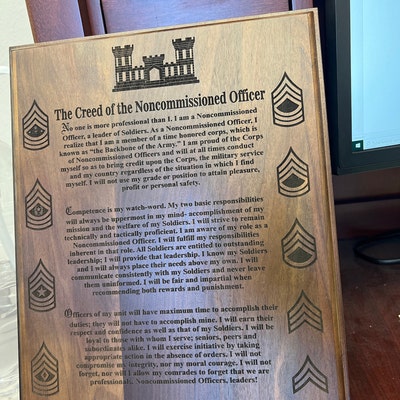 NCO Backbone of the Army Plaque Induction, Promotion, Soldier, Army ...