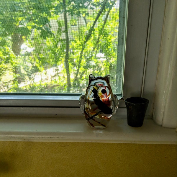 Blown Glass Space Paperweight, Blacks, Golds, White and Burgundy ...