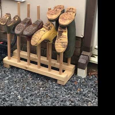 Wooden Wellington, Welly Boot Rack, Traditional Welly Storage Holds ...