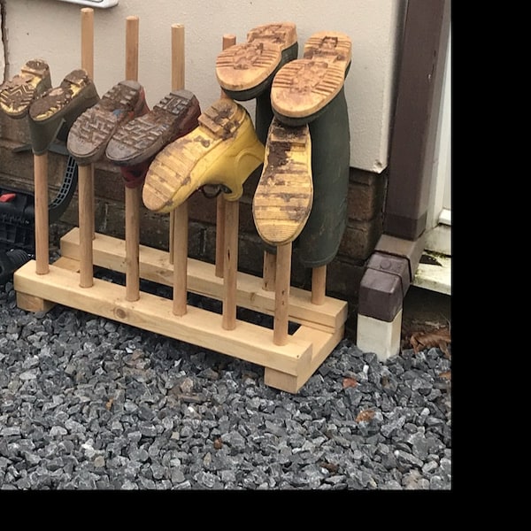 Wooden Wellington, Welly Boot Rack, Traditional Boot Storage Holds Upto ...