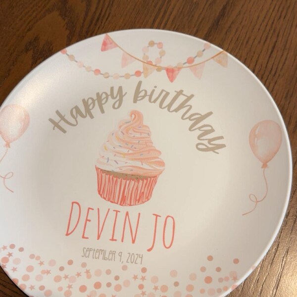 Custom Name Plate, Birthday Plate for Girl, Happy Birthday Cake Plate ...