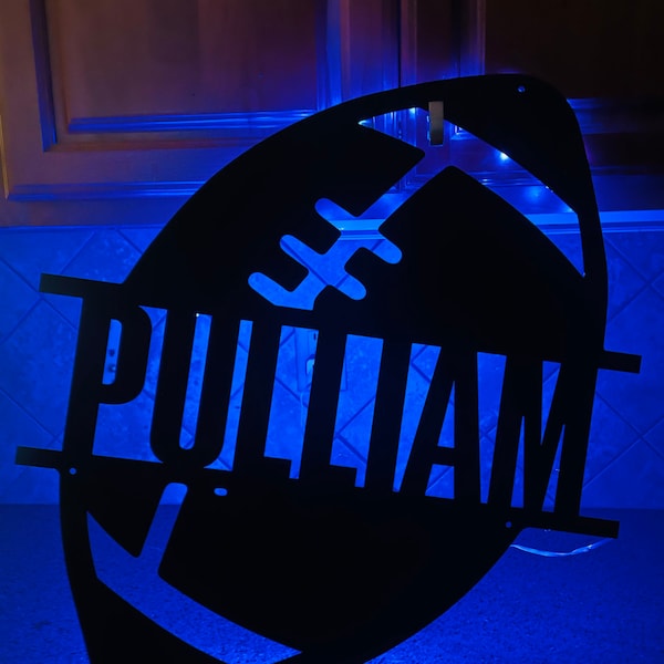 Football Metal Wall Art With LED Light, Personalized Football Player ...