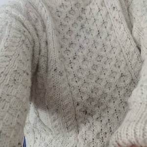 Traditional Aran Sweater 100% Pure New Wool Cream With Multicolour ...