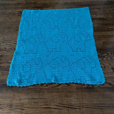 Angel Blanket Filet Crochet Blanket Pattern Baby Blanket Crochet ...