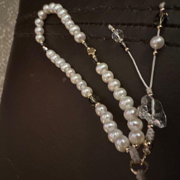 Phone Strap, Freshwater Pearl Phone Chain, Crystal Bead Phone Charm ...