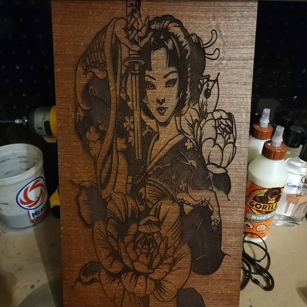 PNG SVG DXF File Japanese Pretty Geisha Warrior Girl Tattoo Stencil for ...