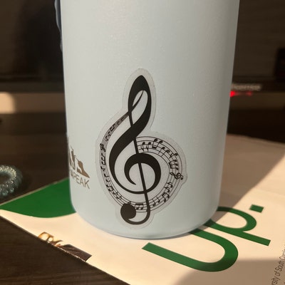 Music Note Sticker, Treble Clef Sticker, Clear Vinyl Sticker, Die Cut ...
