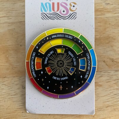 Color Wheel Enamel Pin© Black/gold ORIGINAL, Moving Jewelry Accessory ...
