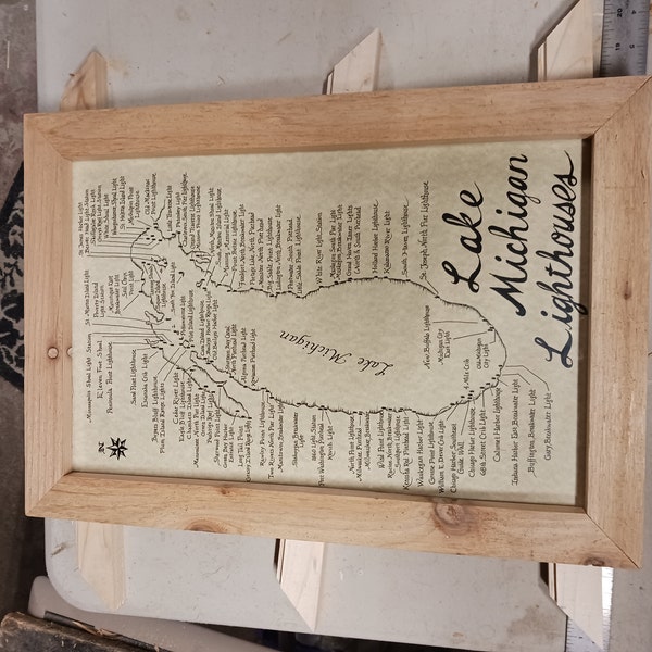 Lake Michigan Lighthouses Map - Etsy