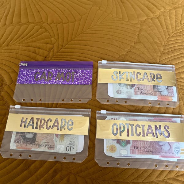 A6 White Divider Envelopes, Minimalist Tabbed Cash Wallets, Set of 5 ...