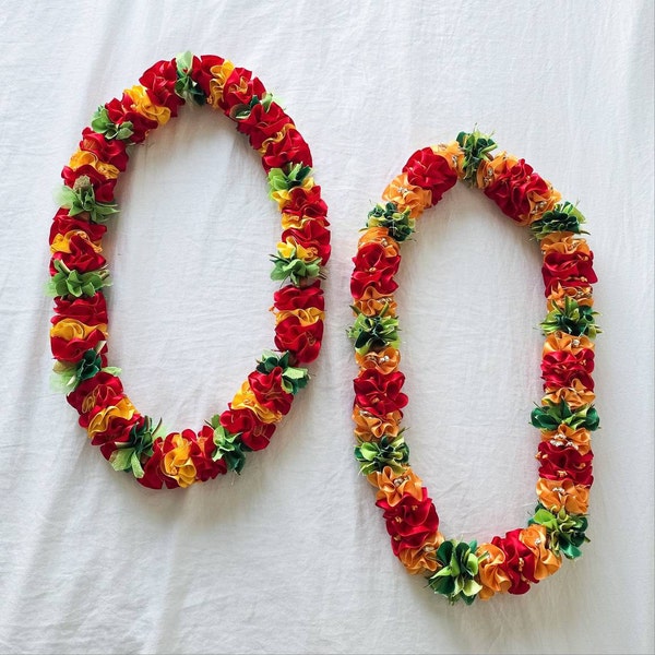 Plumeria Spiral Ribbon Lei W/ Wood Beads - Hawaiian Lei - Graduation ...